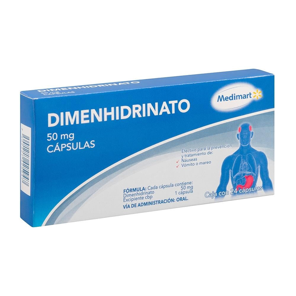 Dimenhidrinato 50 mg Medimart 24 cápsulas || Bodega Aurrera Despensa a ...