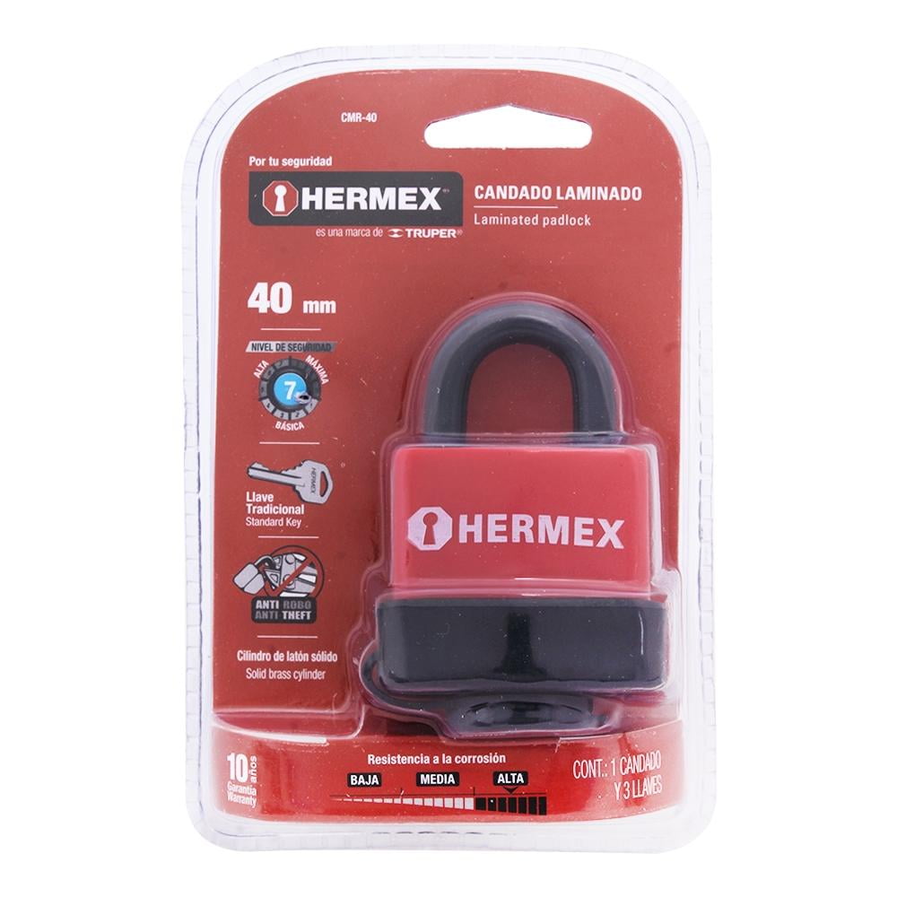 Candado Laminado Hermex 40 mm Rojo | Walmart en línea
