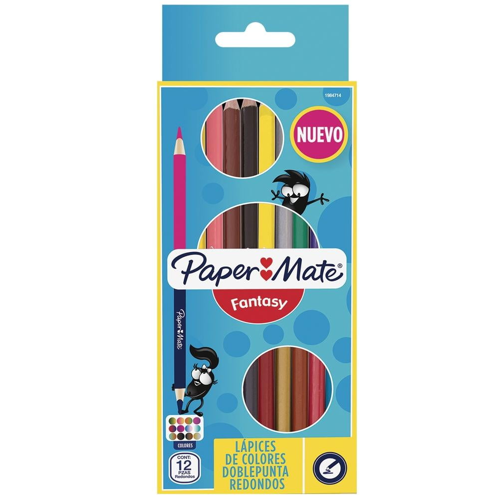 12 Lápices de Colores Paper Mate Fantasy Doble Punta Redondos | Walmart ...