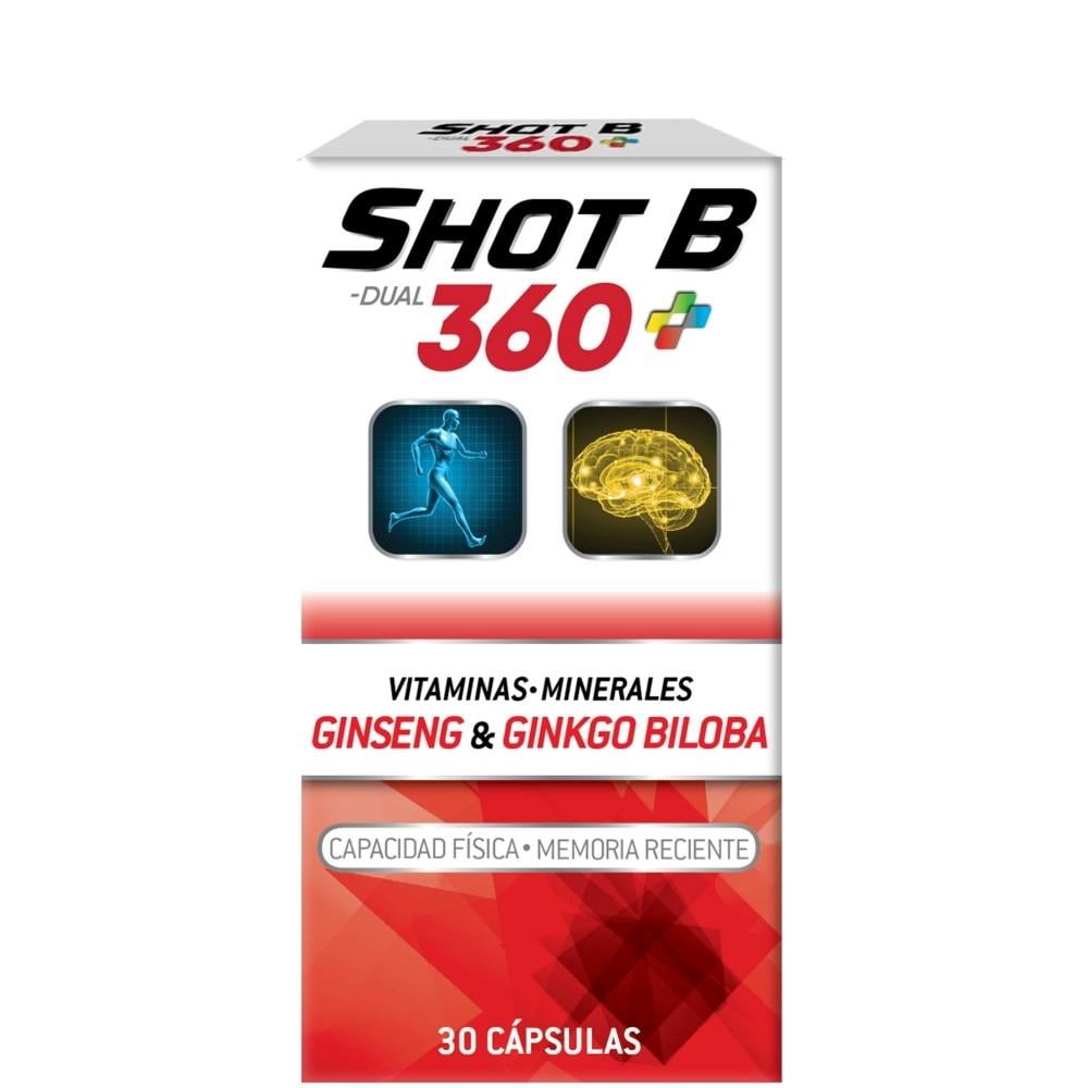 SHOT B DUAL Shot B Dual 360 + ginseng & ginkgo biloba 30 cápsulas ...