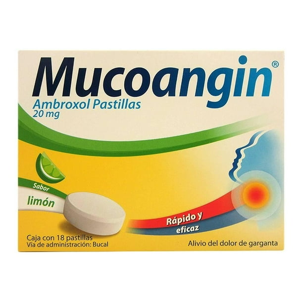 Mucoangin 20 mg sabor limón 18 pastillas | Walmart en línea