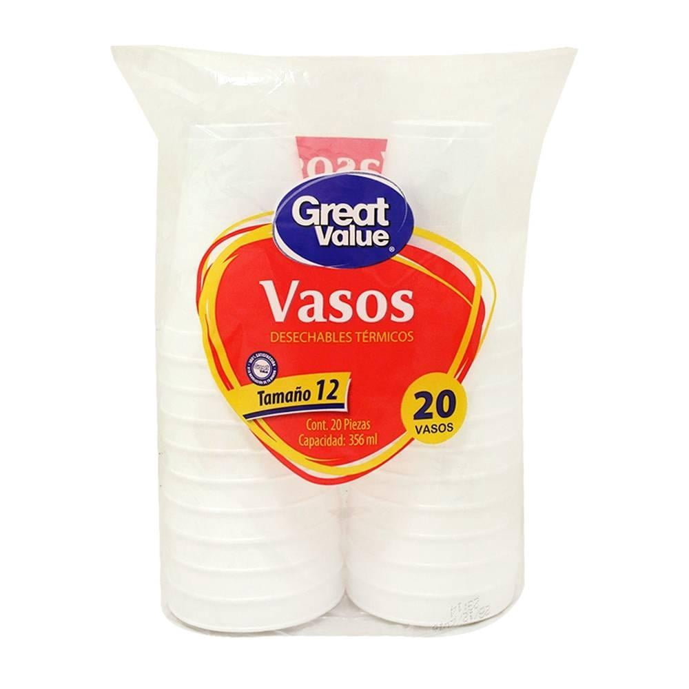 Vasos desechables Great Value térmicos tamaño 12 con 20 pzas | Walmart ...