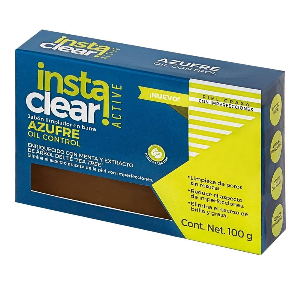 Jabón limpiador Insta Clear active en barra azufre oil control 100 g ...