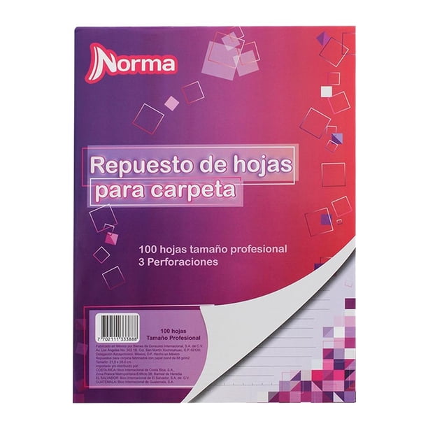 Hojas de repuesto Norma para carpeta profesional 100 hojas 1 pza ...